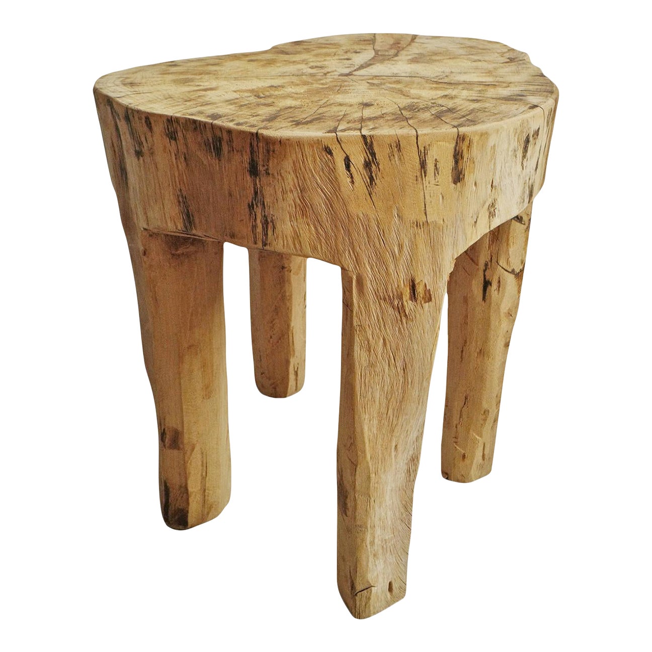 Contemporary Rustic Naga Four Leg Wood Table | Chairish