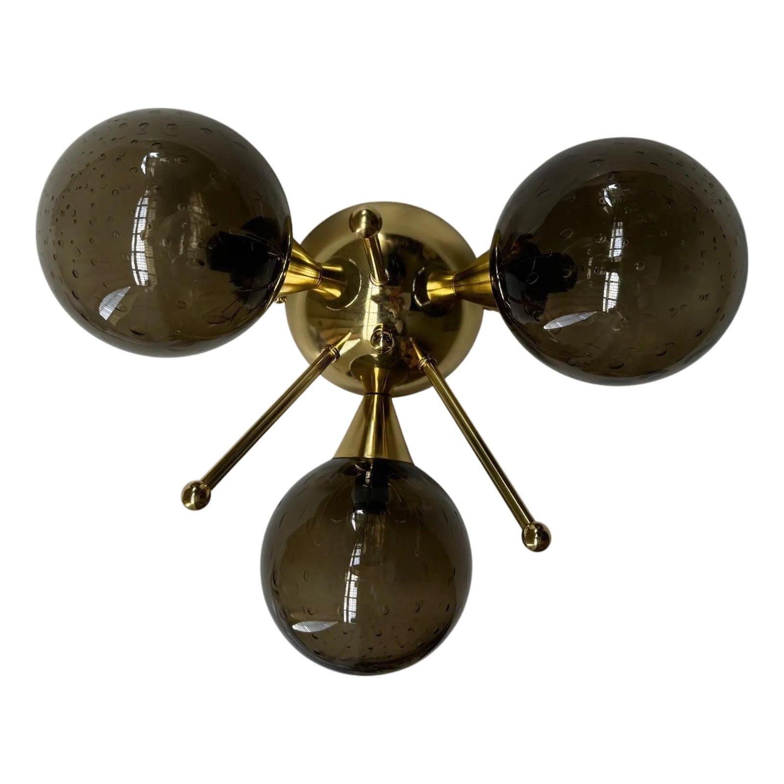 Trifoglio Polished Brass Smoky Bubbles Globe Flush Mount by Fabio LTD ...