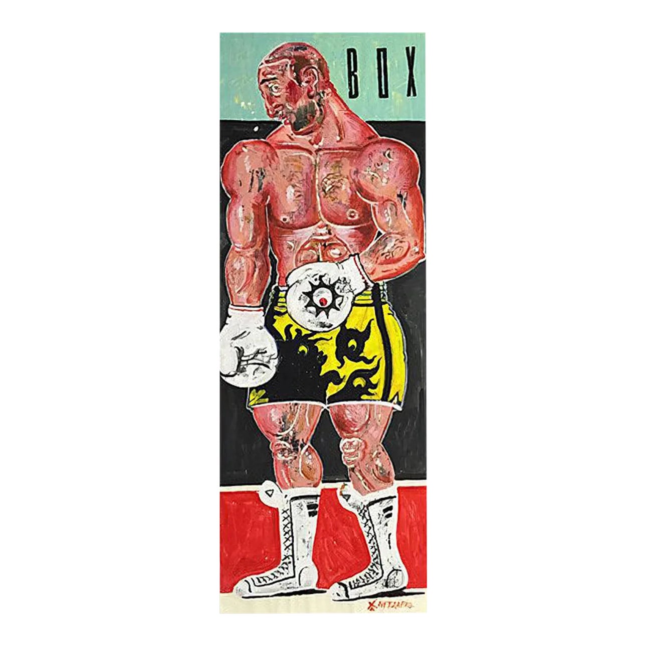 Kleomedes, Life Size Boxer Painting, Oil on Paper, 2015 | Chairish