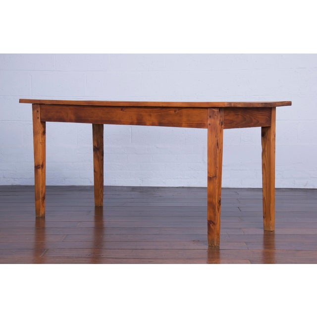 Antique French Farmhouse Rustic European Pine Dining Table | Chairish