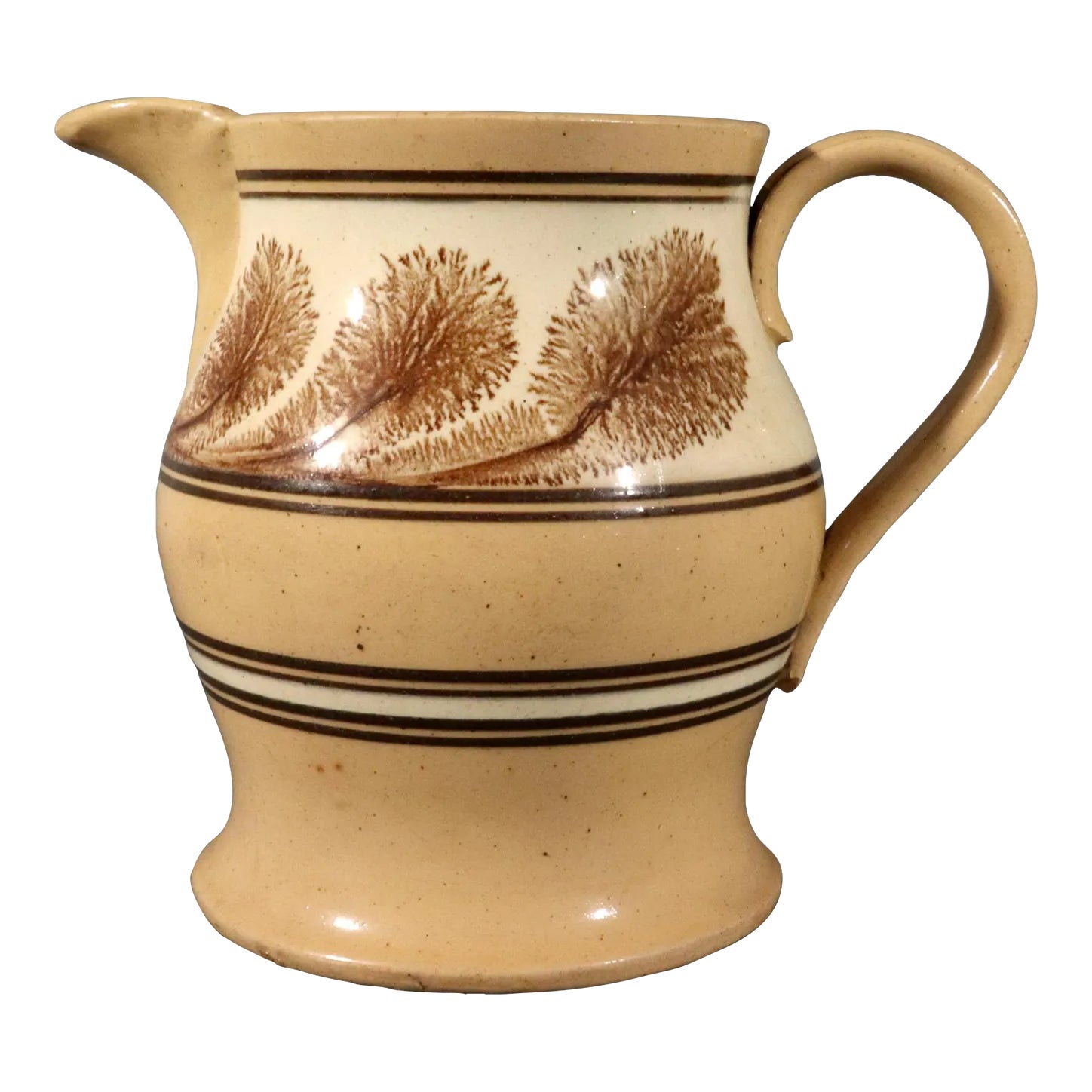 American Mocha Yellow Ware Jug With Puce Seaweed Decoration | Chairish