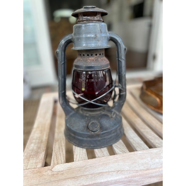 Antique Dietz Little Wizard Lantern With Red Glass | Chairish