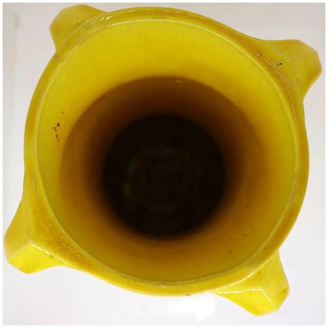 Japanese Awaji Ware Art Nouveau Yellow Pottery Four Handle Vase / Lamp ...