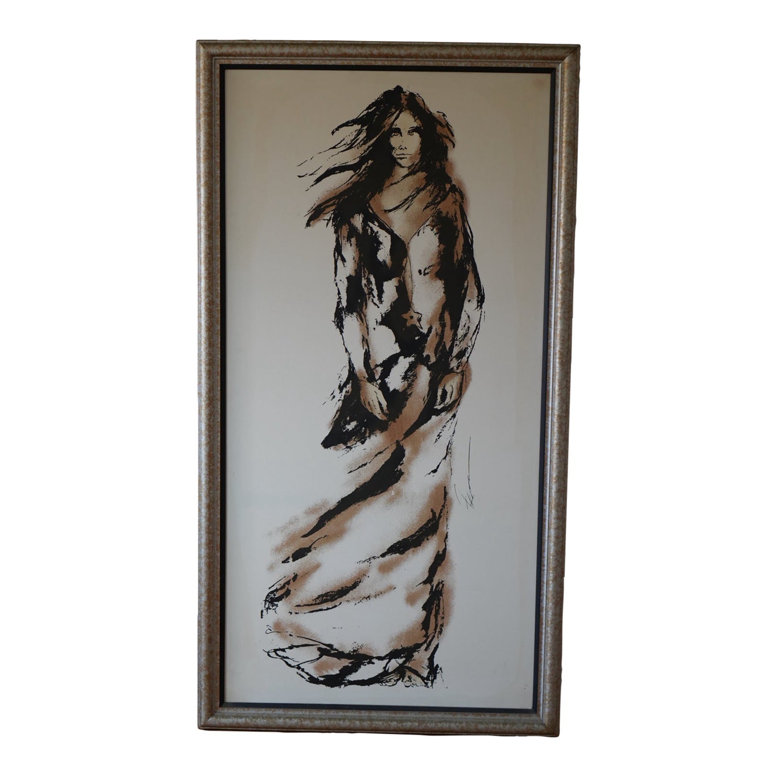 1970s Framed Serigraph Print by Mark Jacobsen 65x35 Abstract Elegant ...