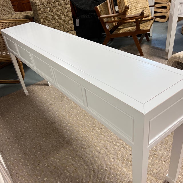 Asian Modern White 5- Drawer Console Table | Chairish