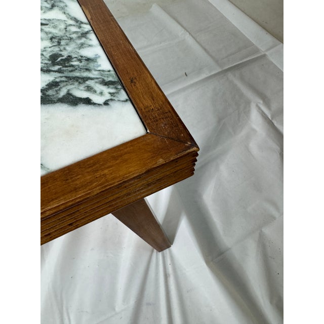 Mid-Century Splayed Leg Inset Marble Coffee Table | Chairish