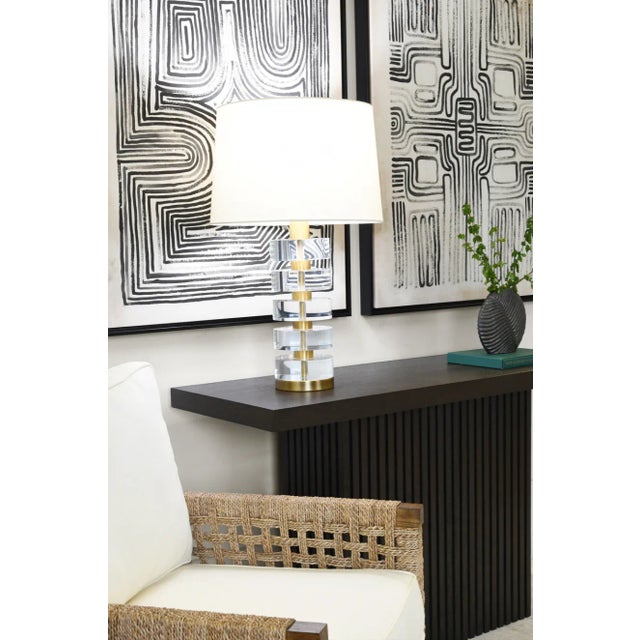 Matthew Izzo Home Cybill Brushed Brass & Acrylic Table Lamp With Linen ...