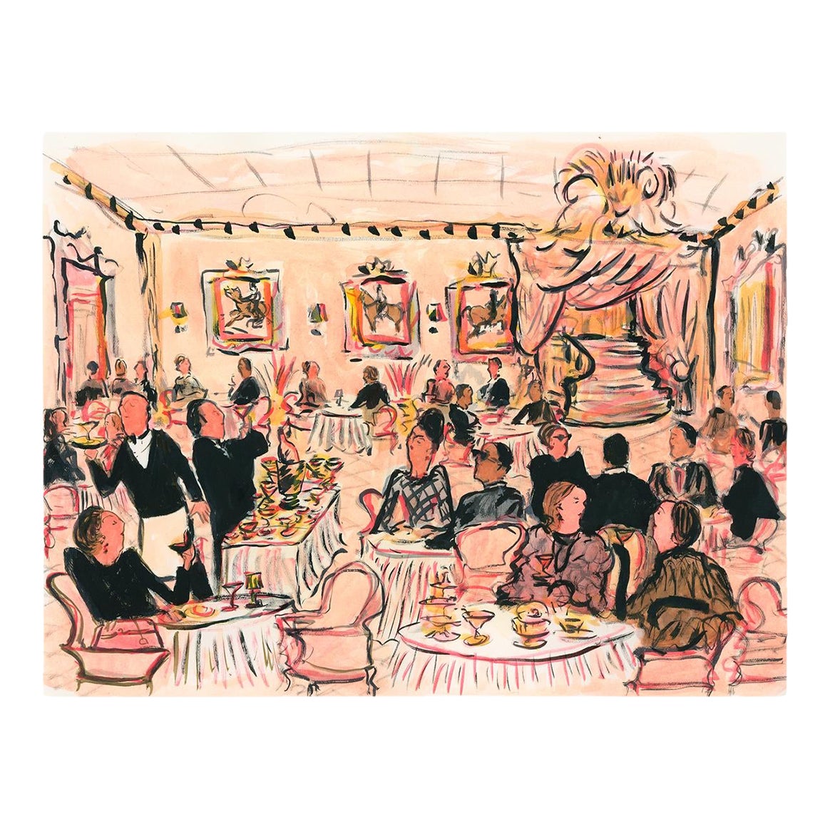 Pink Teatime Luncheon Original Watercolor by Pauline De Roussy De Sales ...
