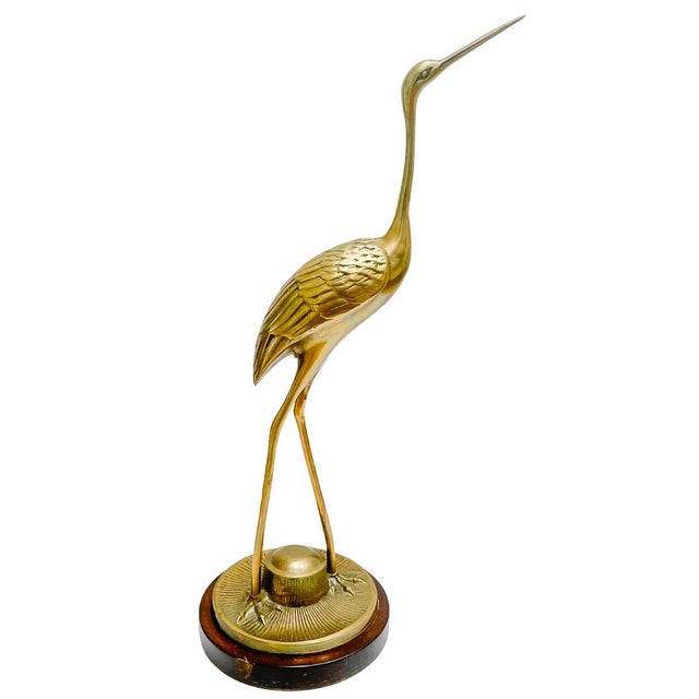 Mid-Century Extra Large Brass Cranes on Wood Bases - a Pair | Chairish