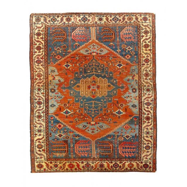 Late 19th Century Fine Hand Knotted Persian Antique Serapi Rug | Chairish
