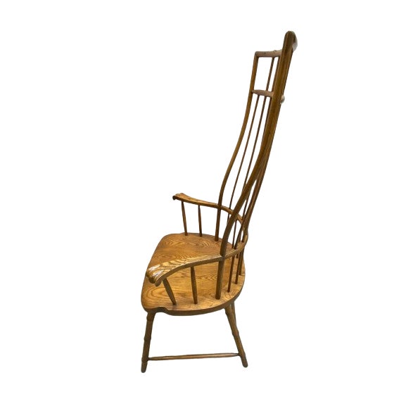 1960s Natural Wood Vintage High Back Windsor Chair | Chairish