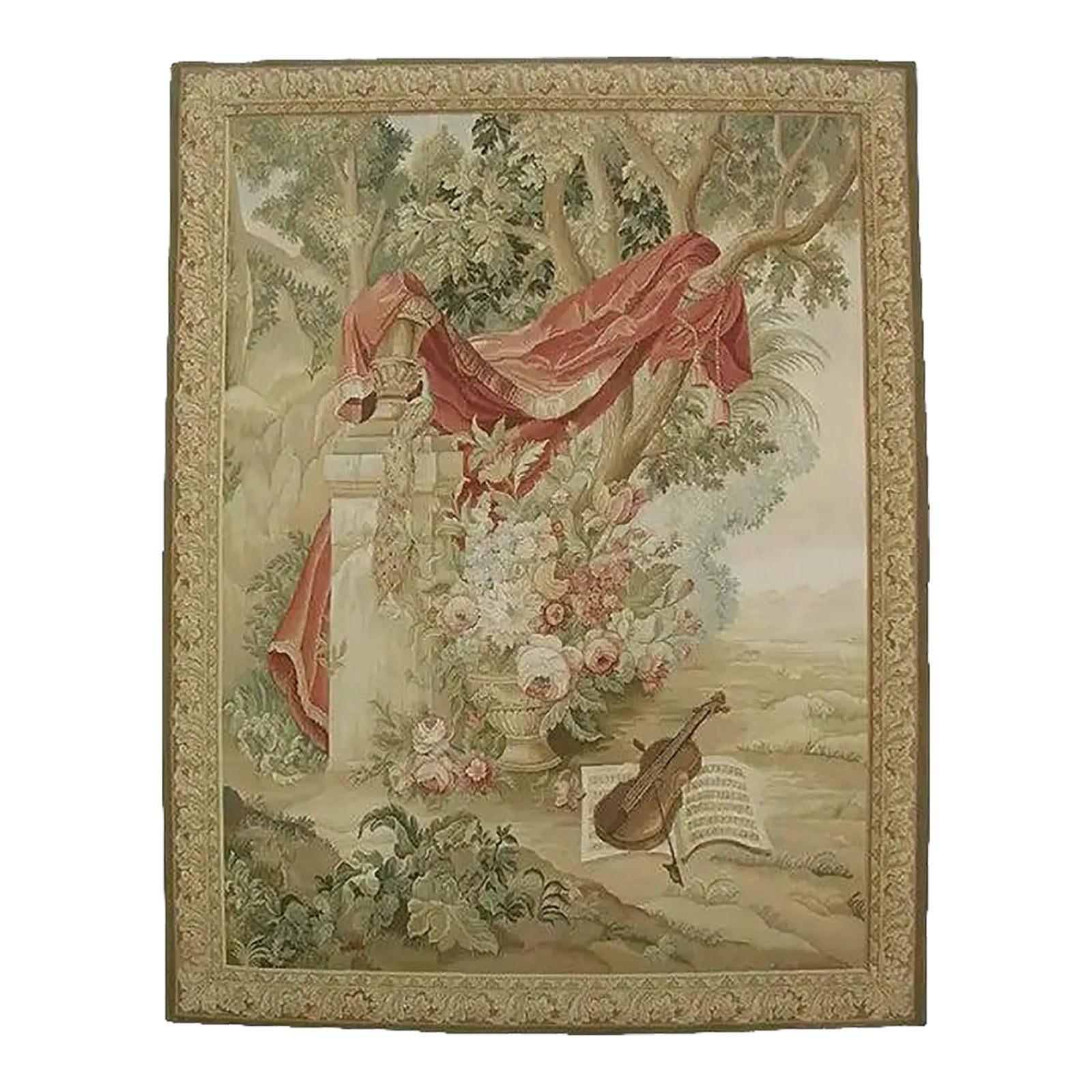 Vintage Woven Scene Tapestry | Chairish