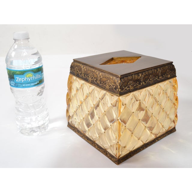 Vintage Gold Resin Lucite Tissue Box Cover | Chairish