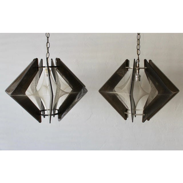 Paul Secon for Sampex Style Lucite and Nylon Pendent Lamps-A Pair ...