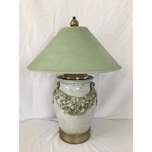 Hand Thrown Vintage Pottery Lamp & Shade | Chairish