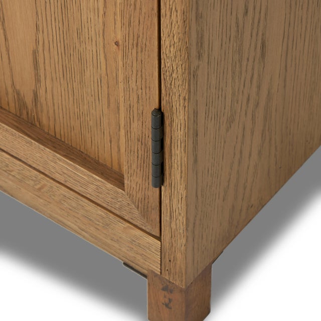 Millie Panel & Glass Door Cabinet, Drifted Oak | Chairish