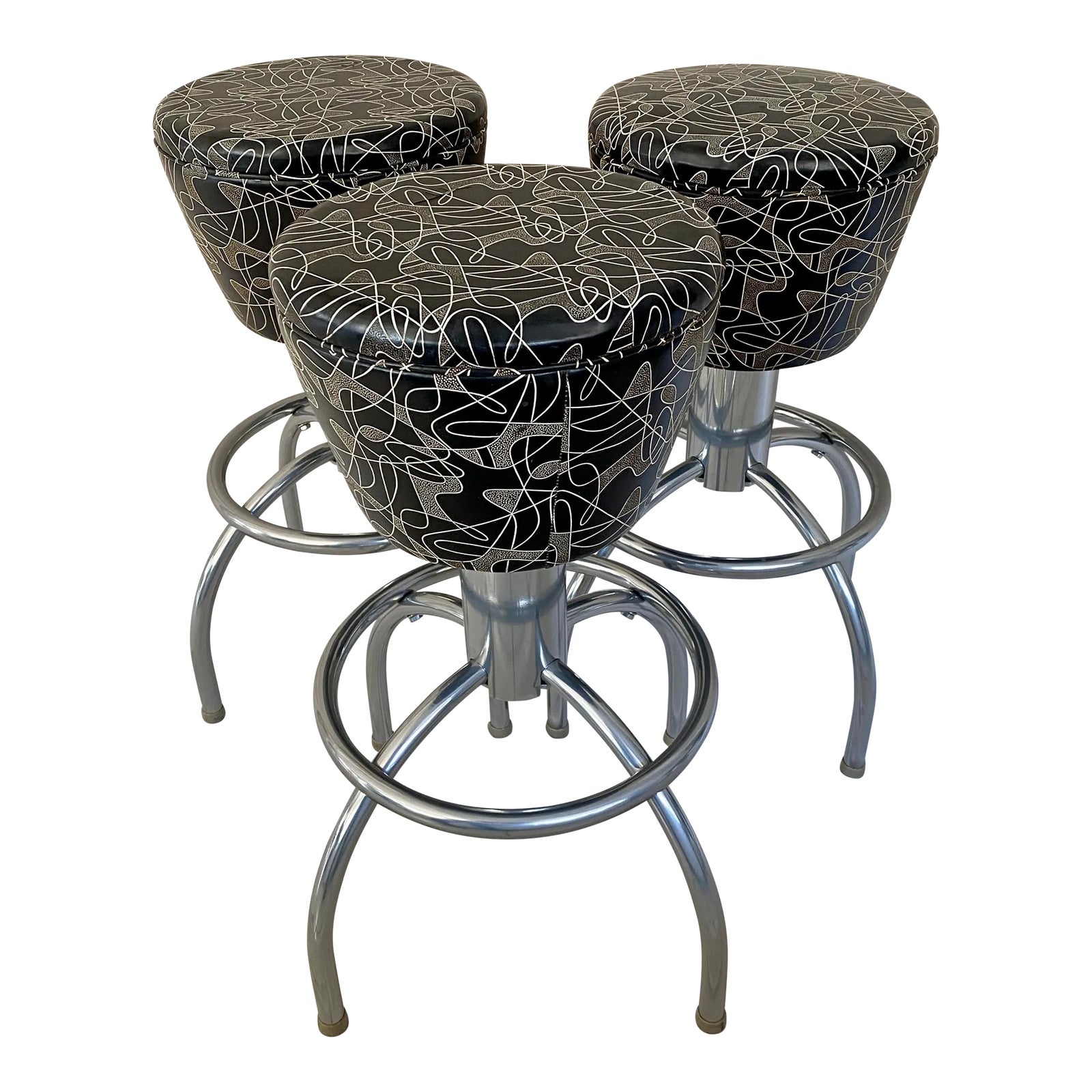 1940s Space Age Design Swivel Bar Stools - Set of 3 | Chairish
