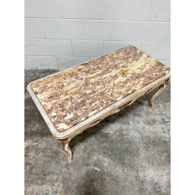Petite Italian Florentine Matble Top Coffee Table | Chairish