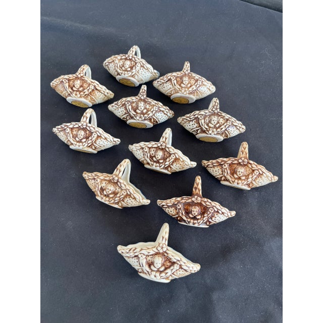 Set of 11 Capo Di Monte German Salt Cellars Handled Baskets | Chairish