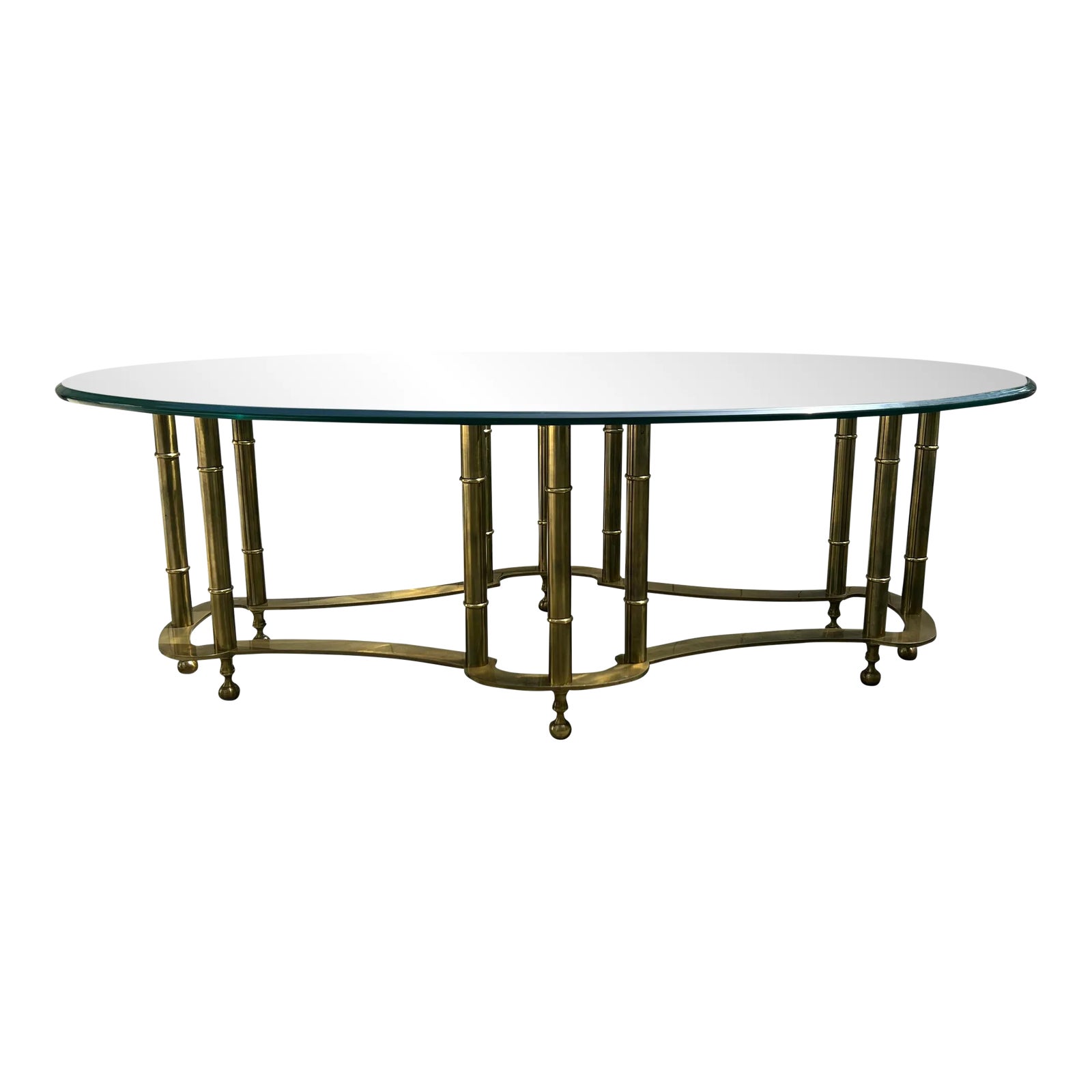 1970s Vintage Brass and Glass Racetrack Coffee Table by Bernhard Rohne ...