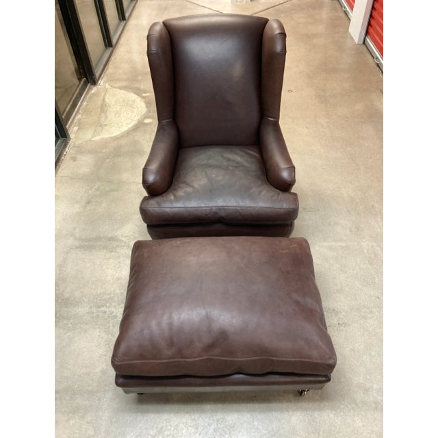 Bespoke George Smith Style English Library Chair & Oversized Ottoman ...