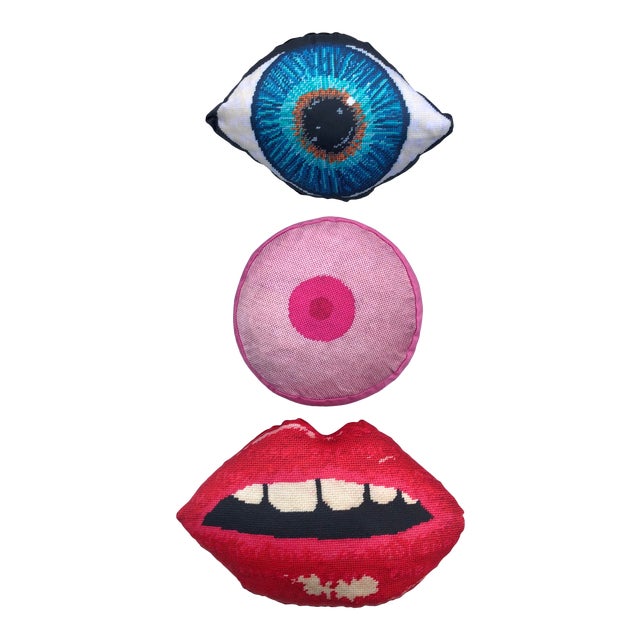 Pop Art Custom Textile Art Pillows - Set of 3, Original Textile Art ...