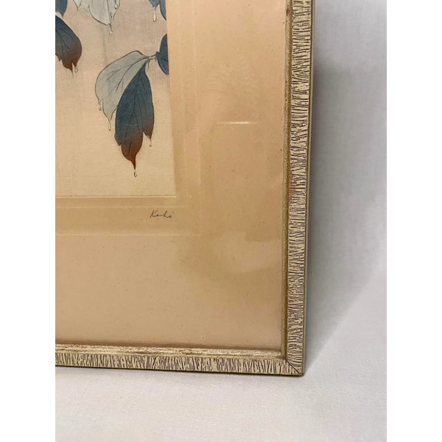 Early 20th Century “Peony in the Rain” Japanese Woodcut Art by Koho ...