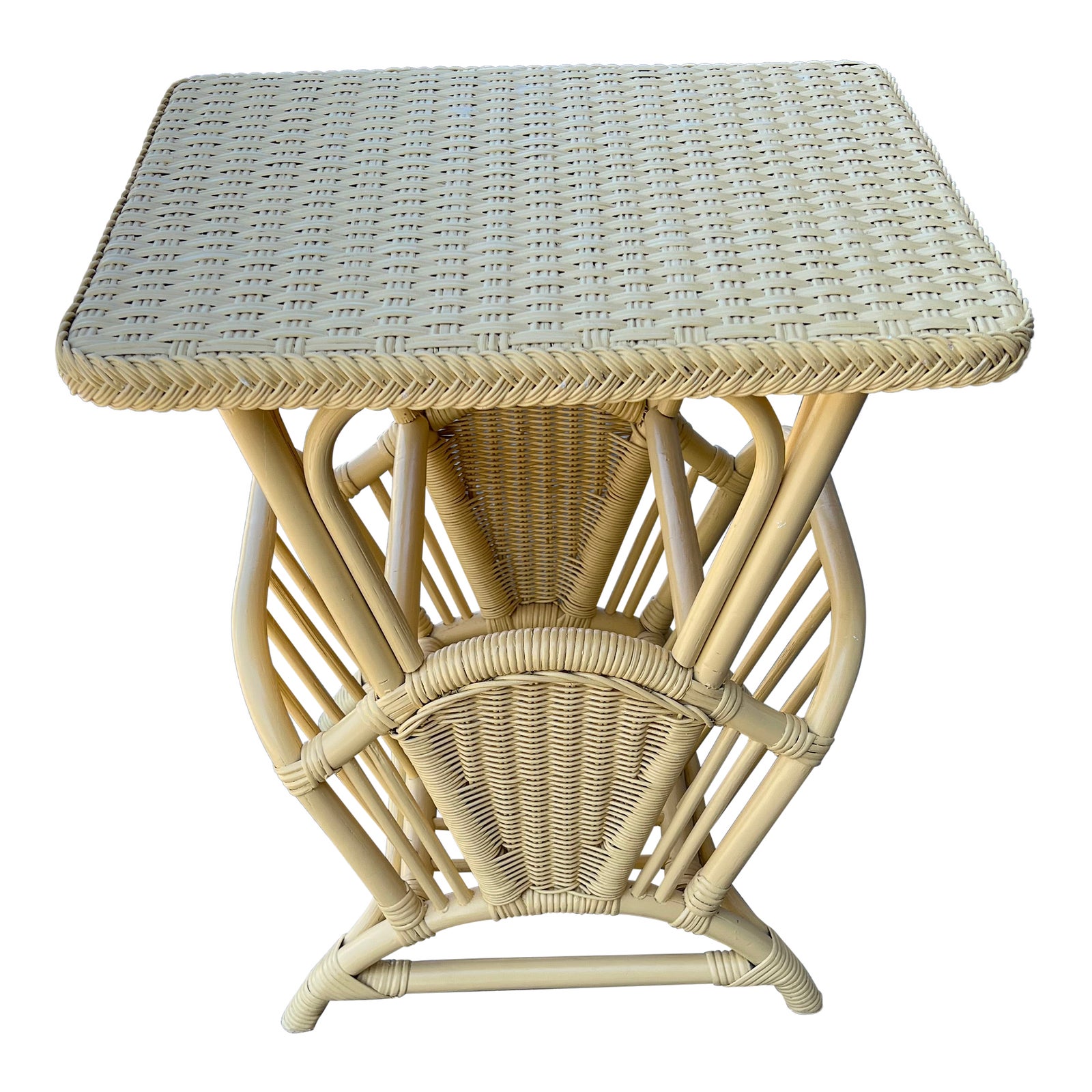 1980s Wicker Rattan Table | Chairish