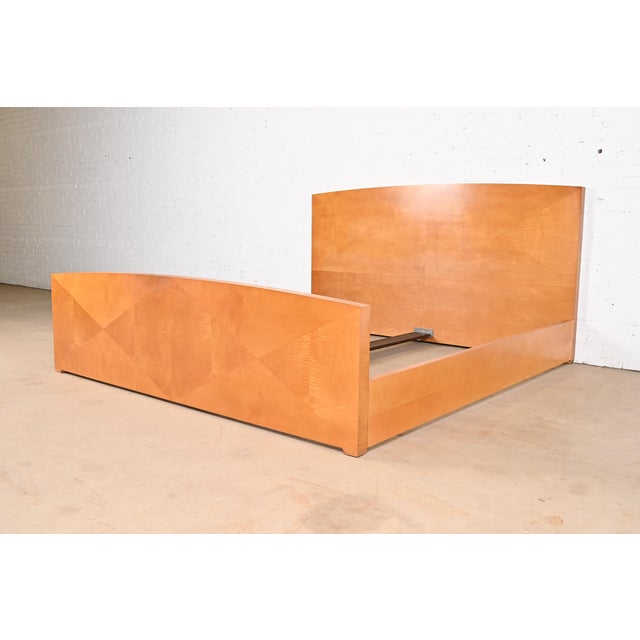 Baker Furniture Modern Art Deco Primavera Wood King Size Bed | Chairish
