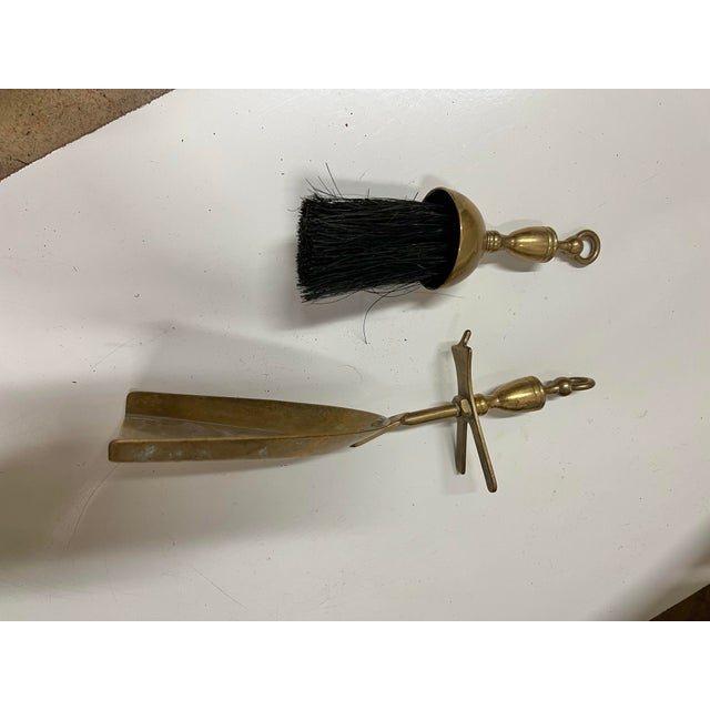 Vintage Brass Brush and Shovel Pan Sweeper | Chairish