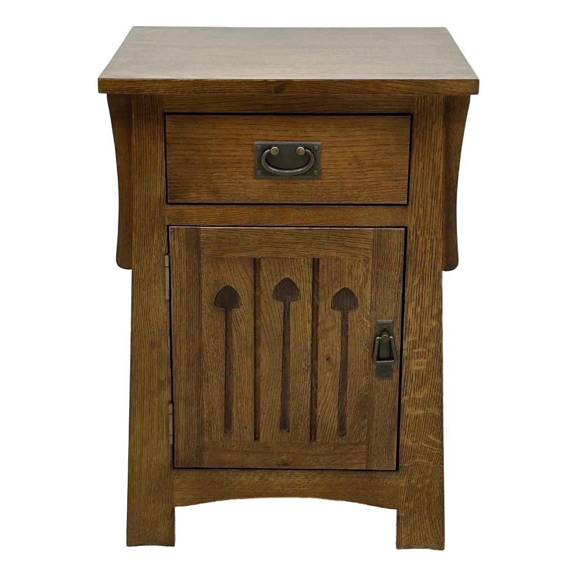 Mission Style Solid Quarter Sawn Oak Keyhole Nightstand - Walnut | Chairish