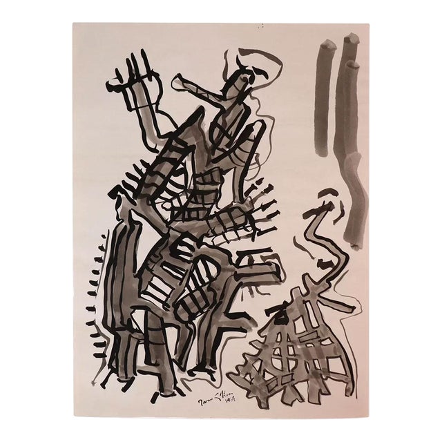 American Ivan Wilson Painting on Paper, Abstract | Chairish