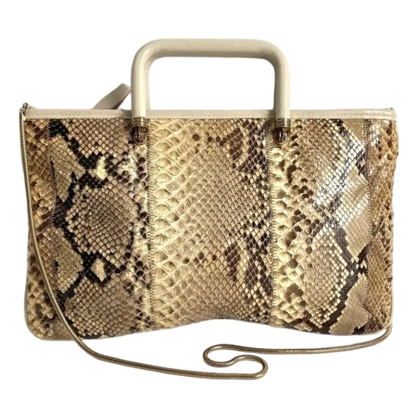 Vintage Snake Skin Python Leather Purse East West Rectangle Shoulder ...
