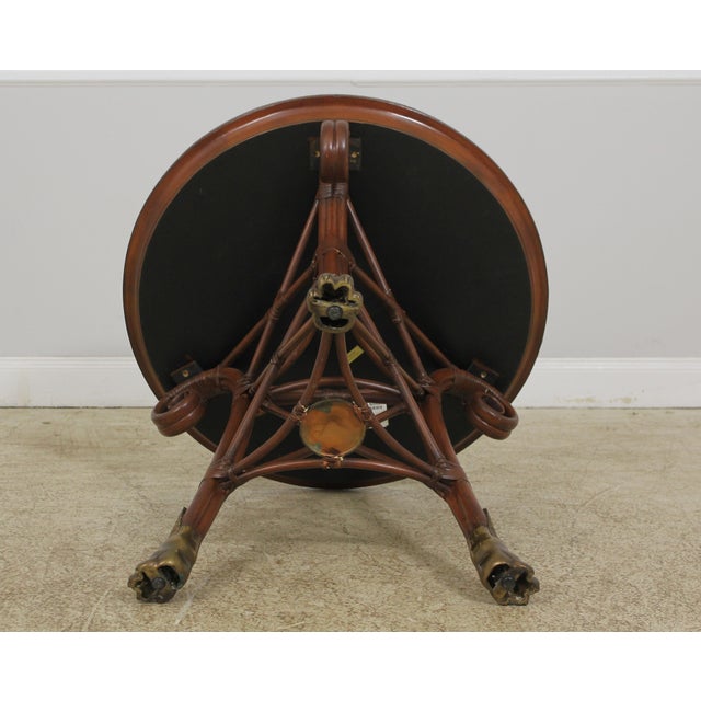 Maitland Smith Round Leather Wrapped Table | Chairish