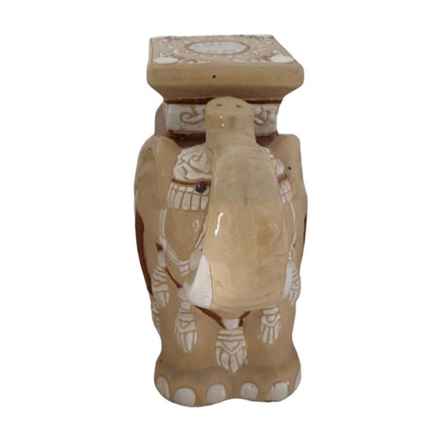 Side Table with Glazed Elephant Base | Chairish