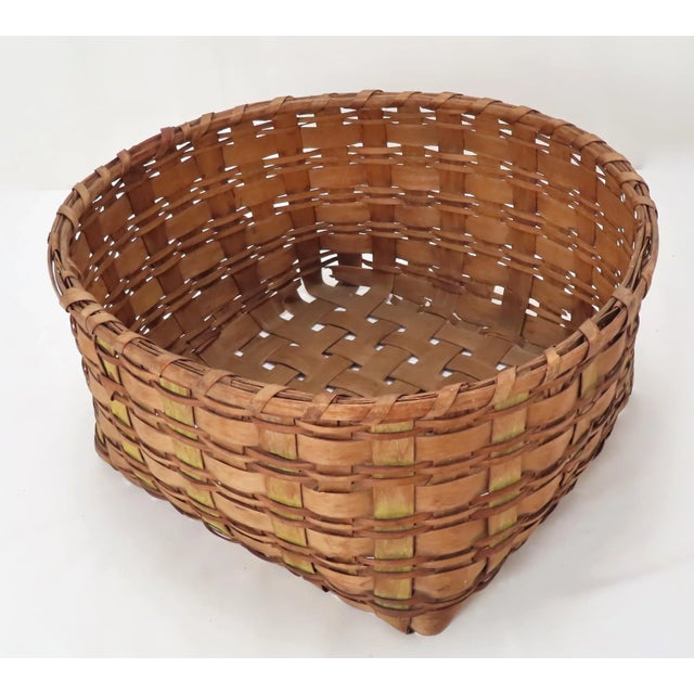 Antique Country American Hand Woven Splint Basket From Maine | Chairish