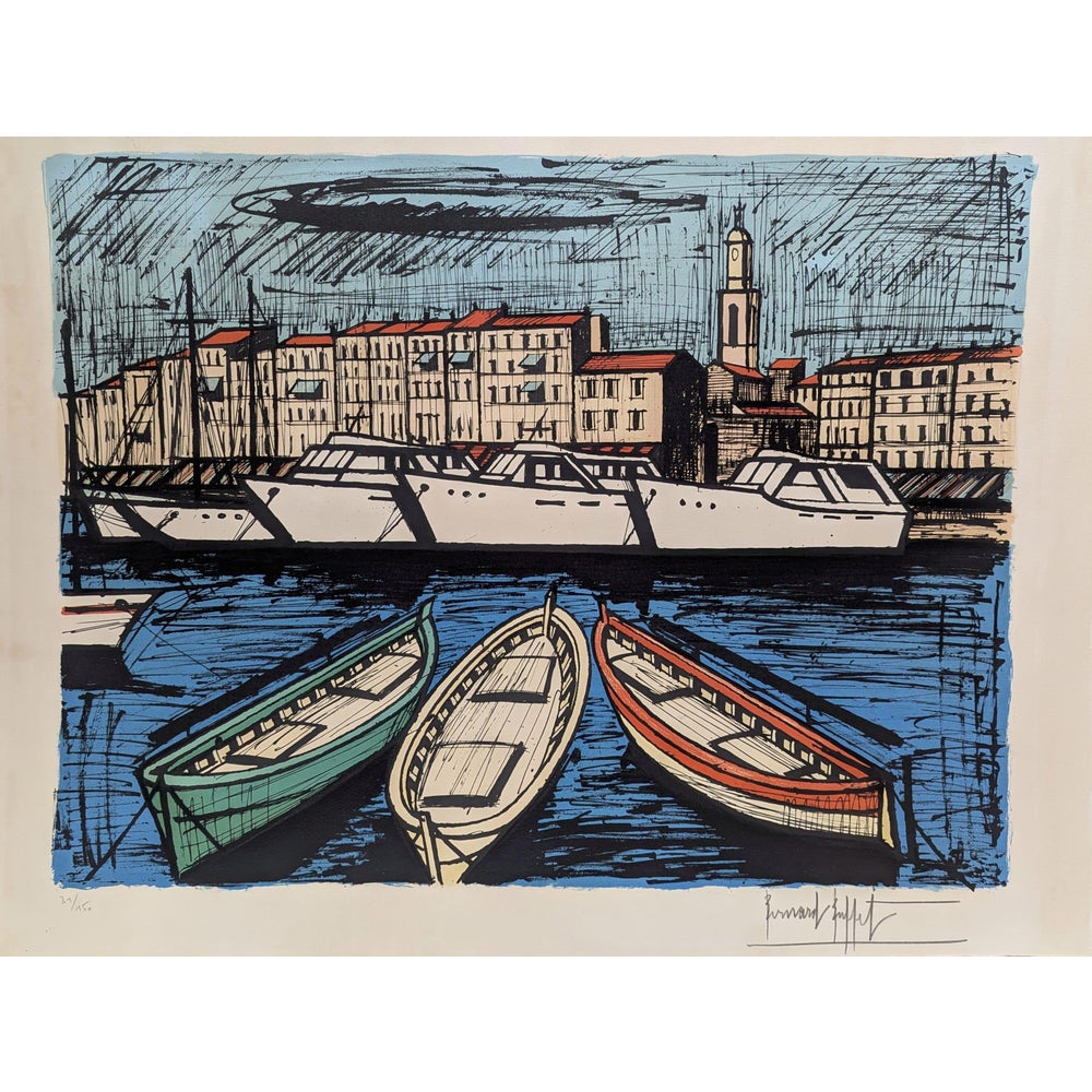 Bernard Buffet, Saint-Tropez, The Yachts, 1984, Lithograph | Chairish