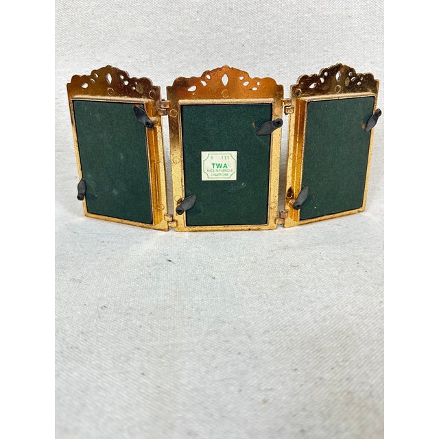 Vintage Triple Folding Picture Frame | Chairish