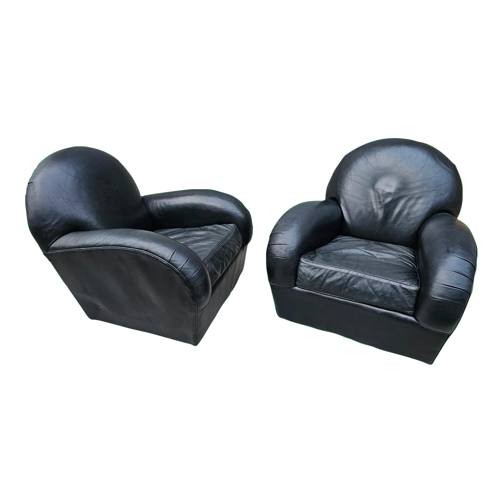 Vintage Scan Furniture Leather Lounge Chairs- a Pair | Chairish