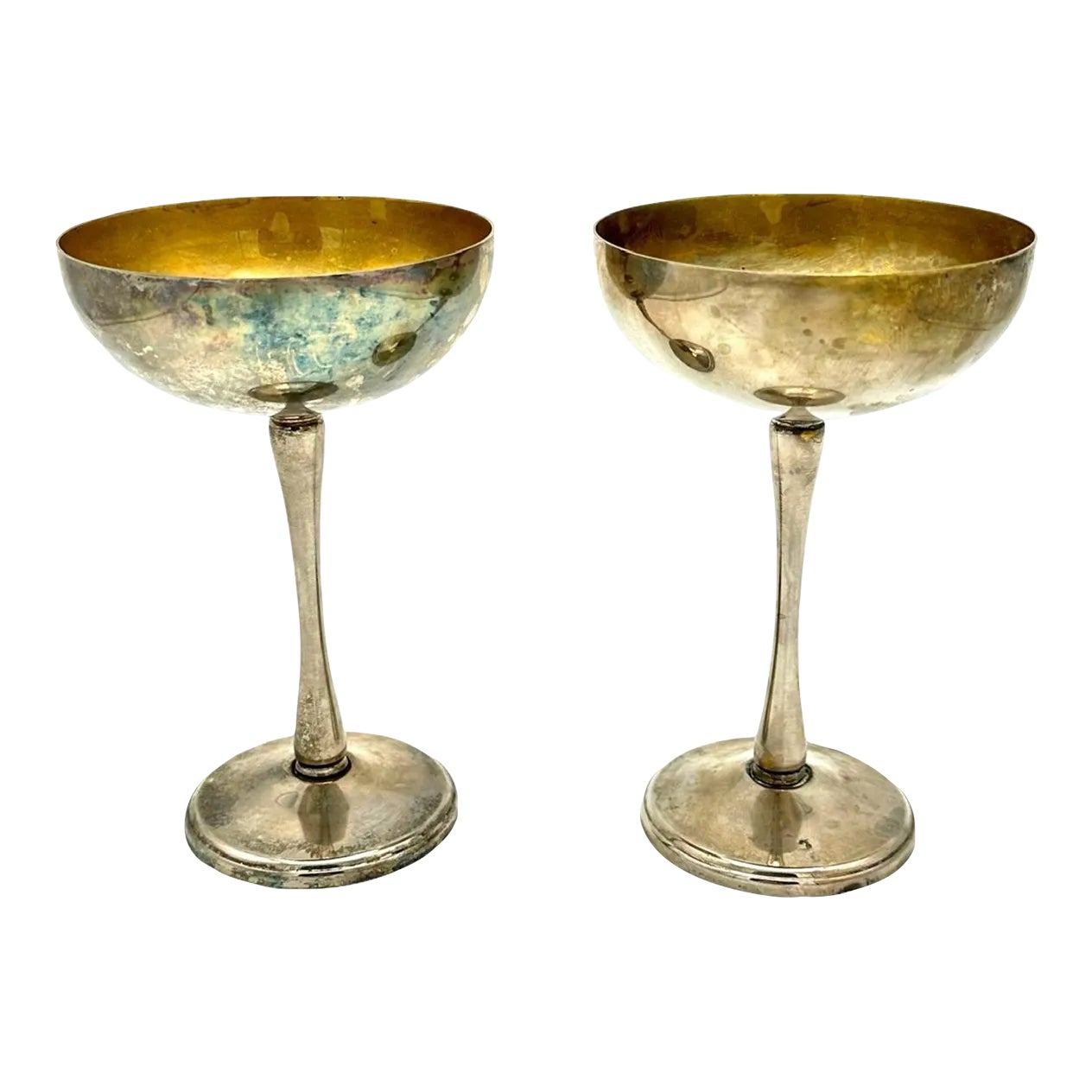 Vintage Leonard Silver Plate Tarnished Goblets- a Pair | Chairish