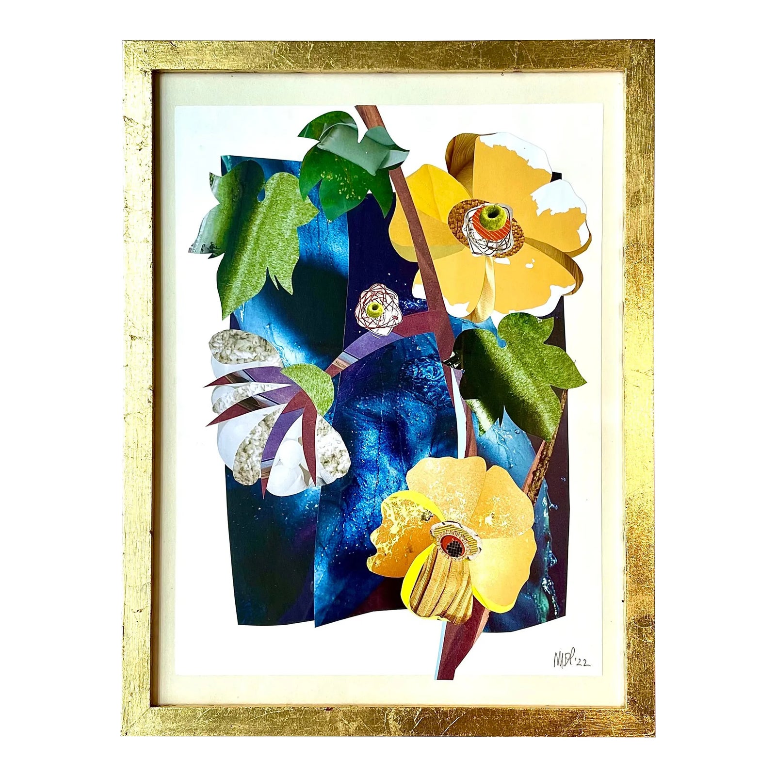 "Gossypium" - Botanica - Contemporary Still Life Paper Collage, Framed ...