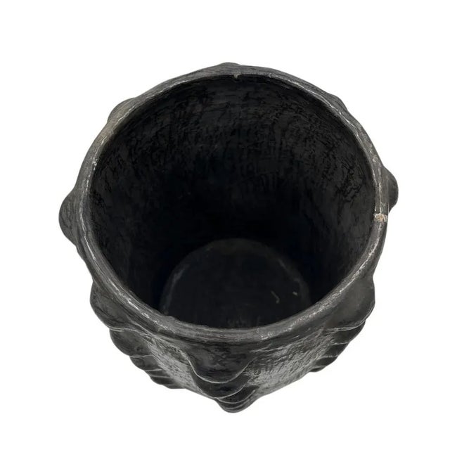 Sejnane Cylindrical Clay Bumpy Vessel - Dark Large | Chairish