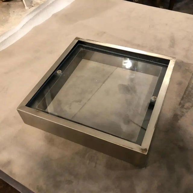 1970s Gabriella Crespi Modernist Metal and Glass Square Ashtray | Chairish