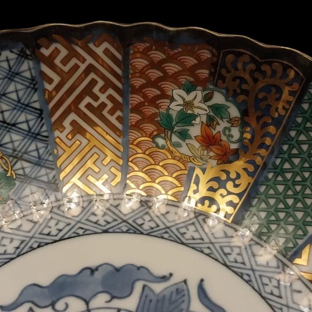 Mid 20th Century Japanese Imari Fluted Scalloped Edge Bowl, Signed in ...