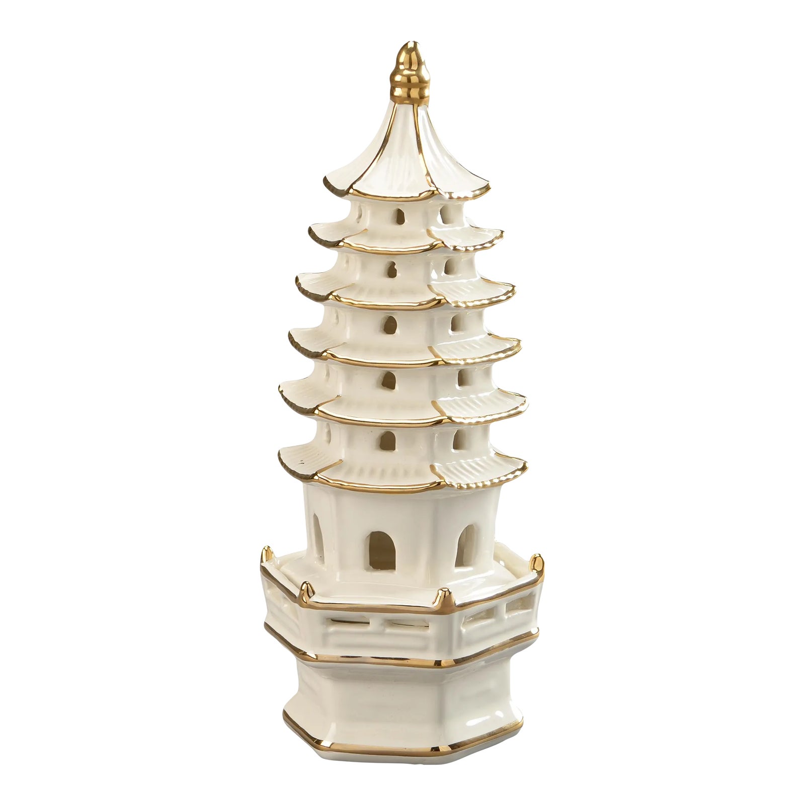 Cream Glazed Ceramic Small Pagoda | Chairish