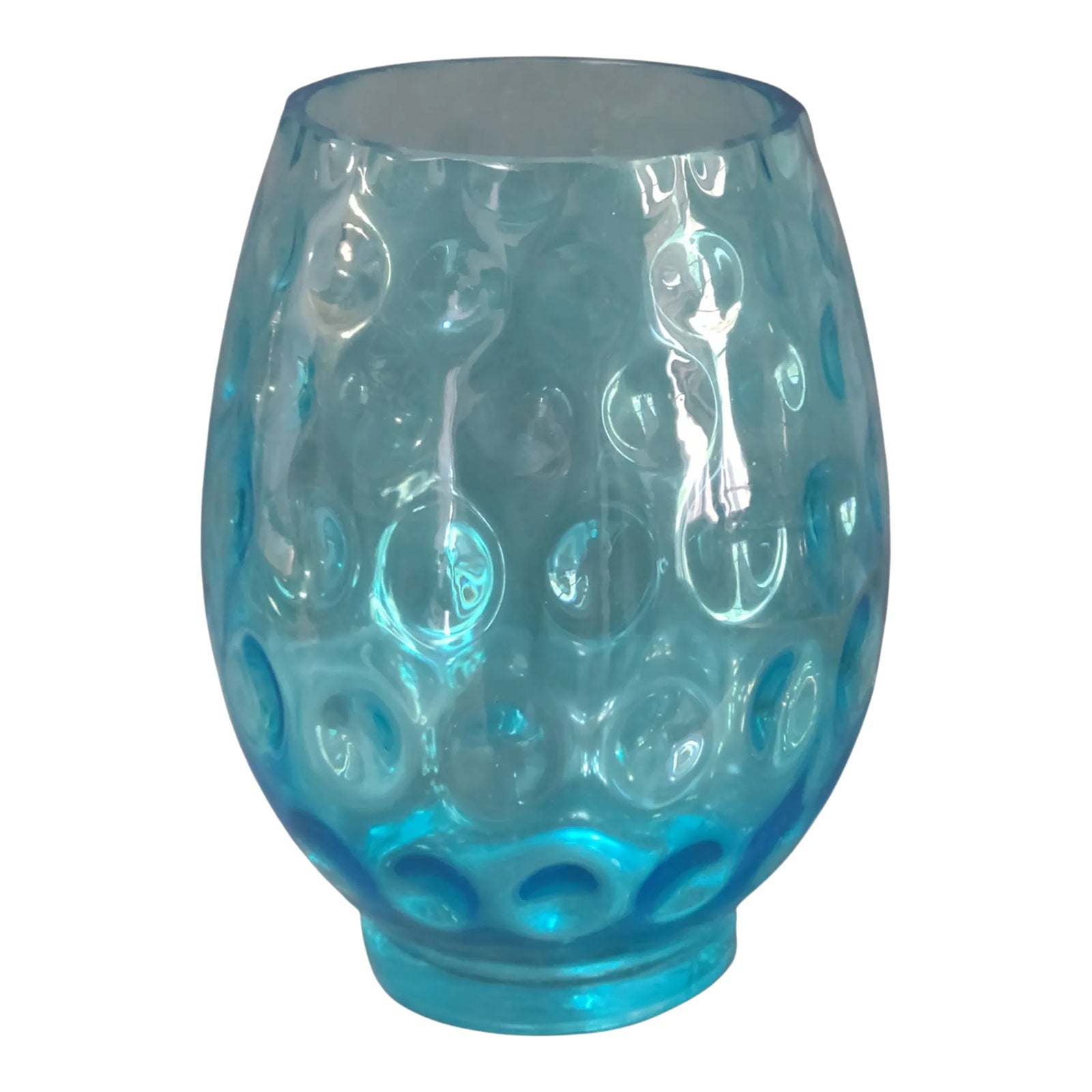 Vintage Pressed Glass Thumbprint Pattern Sky Blue Vase | Chairish
