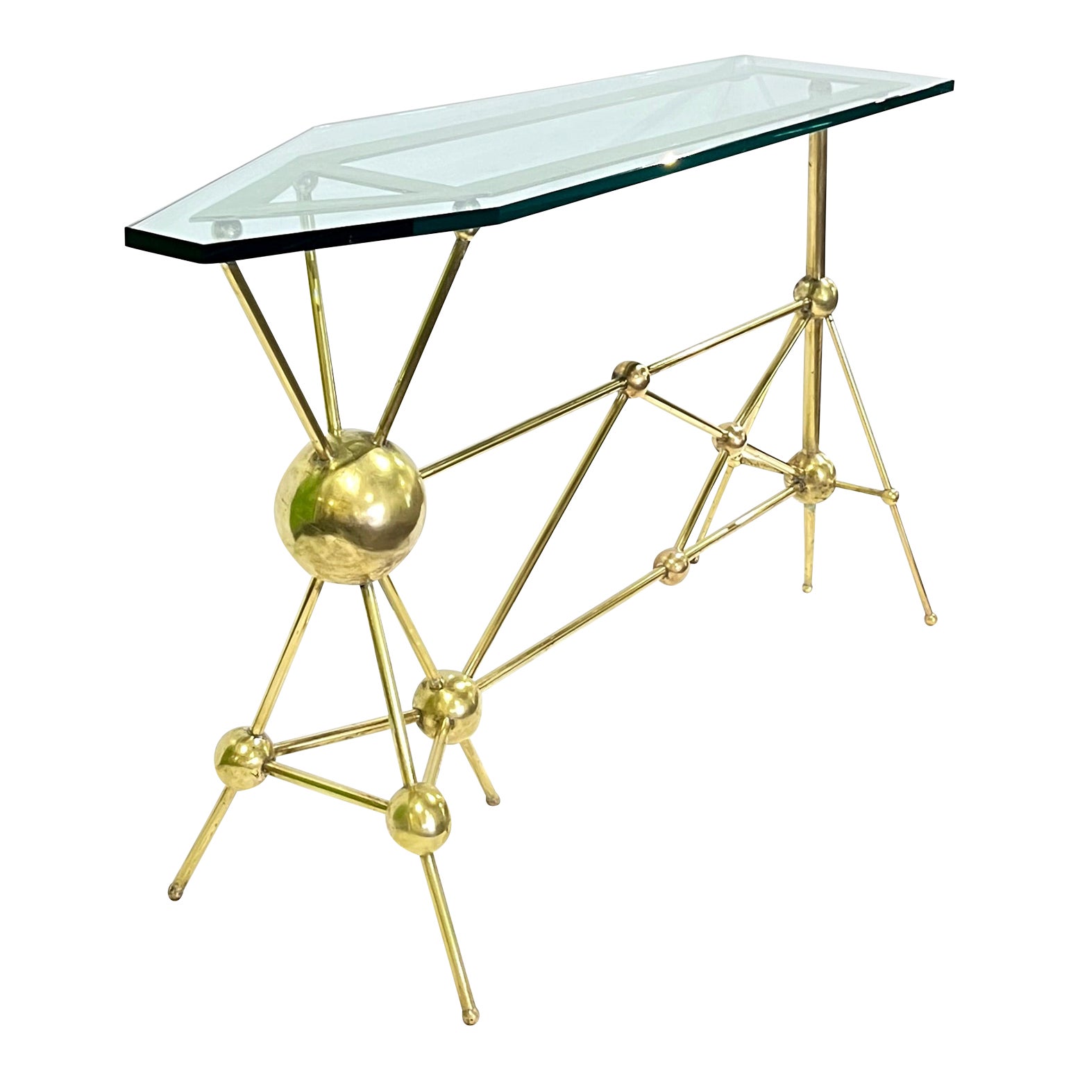 Italian Modern Atomic Planet Design Slim Asymmetrical Brass Sphere ...