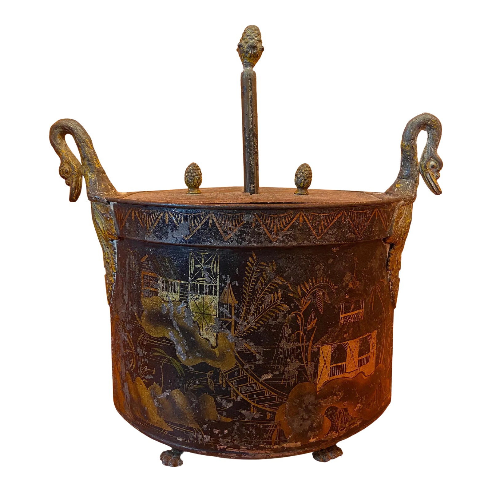 Early 19th Century French Lacquered Sheet Metal Egg Box with Chinese ...