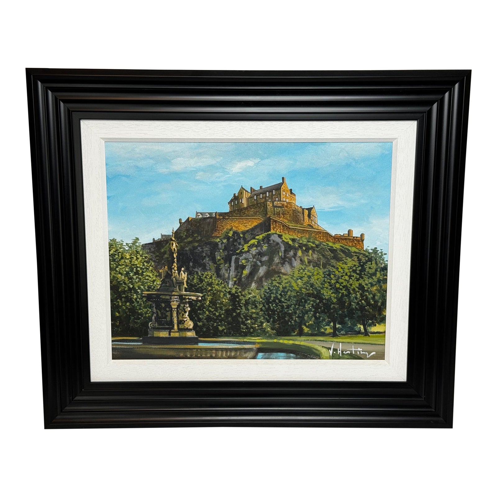Original Scottish Painting of Edinburgh Castle & Ross Fountain by Vikki Hastings – Framed ...