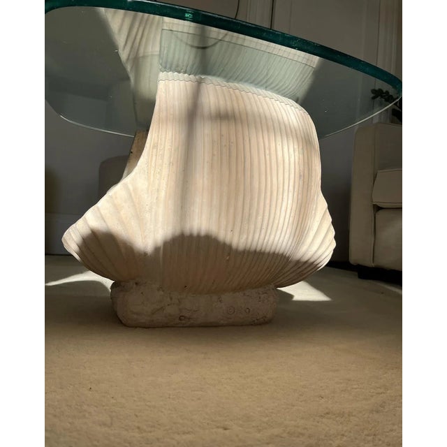 1980s Postmodern Hand Sculpted Plaster Shell Table | Chairish